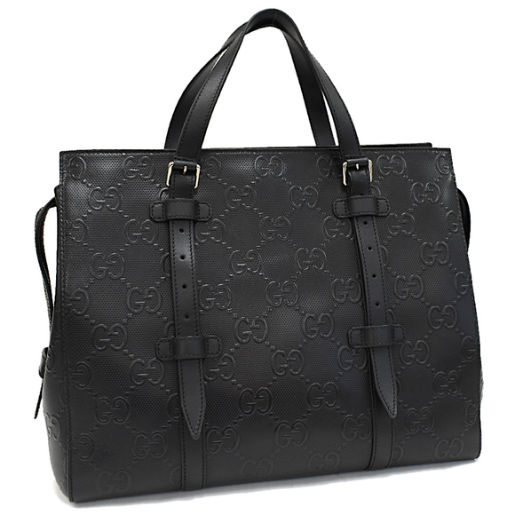 Gucci | Bags | Gucci Gg Embossed Tote Bag Leather Black | Poshmark